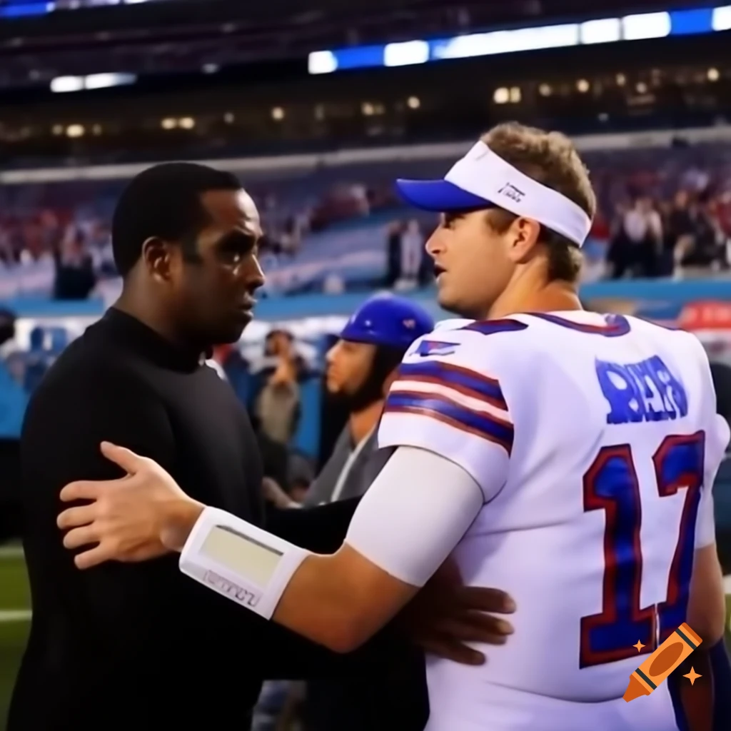 Josh allen shaking hands with p diddy on Craiyon