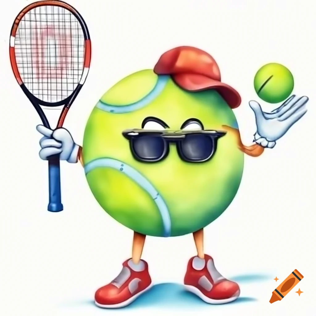 Cartoon tennis ball character with arms and legs, wearing sneakers and ...
