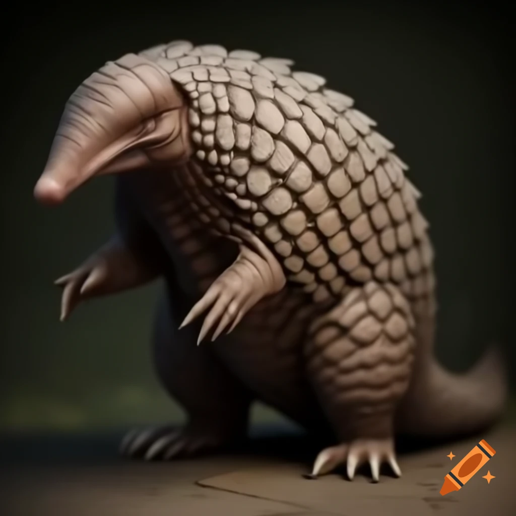 Realistic hybrid creature combining features of pangolin, armadillo, and mole on Craiyon