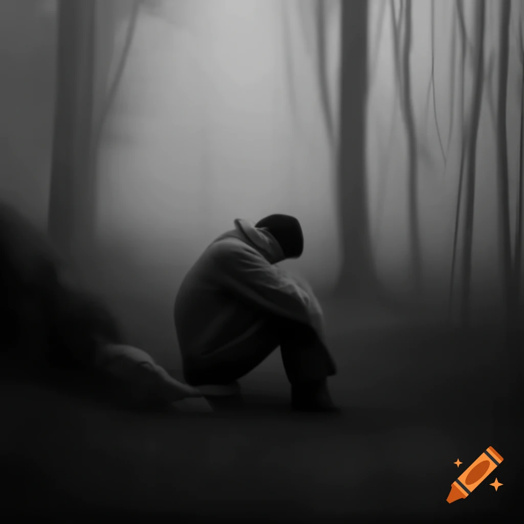 Sad man in an atmosphere of solitude, nostalgia, and melancholy on Craiyon