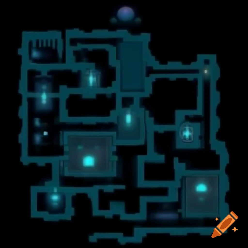 Top down sci-fi battlemap for Dungeons and Dragons and Cyberpunk on Craiyon