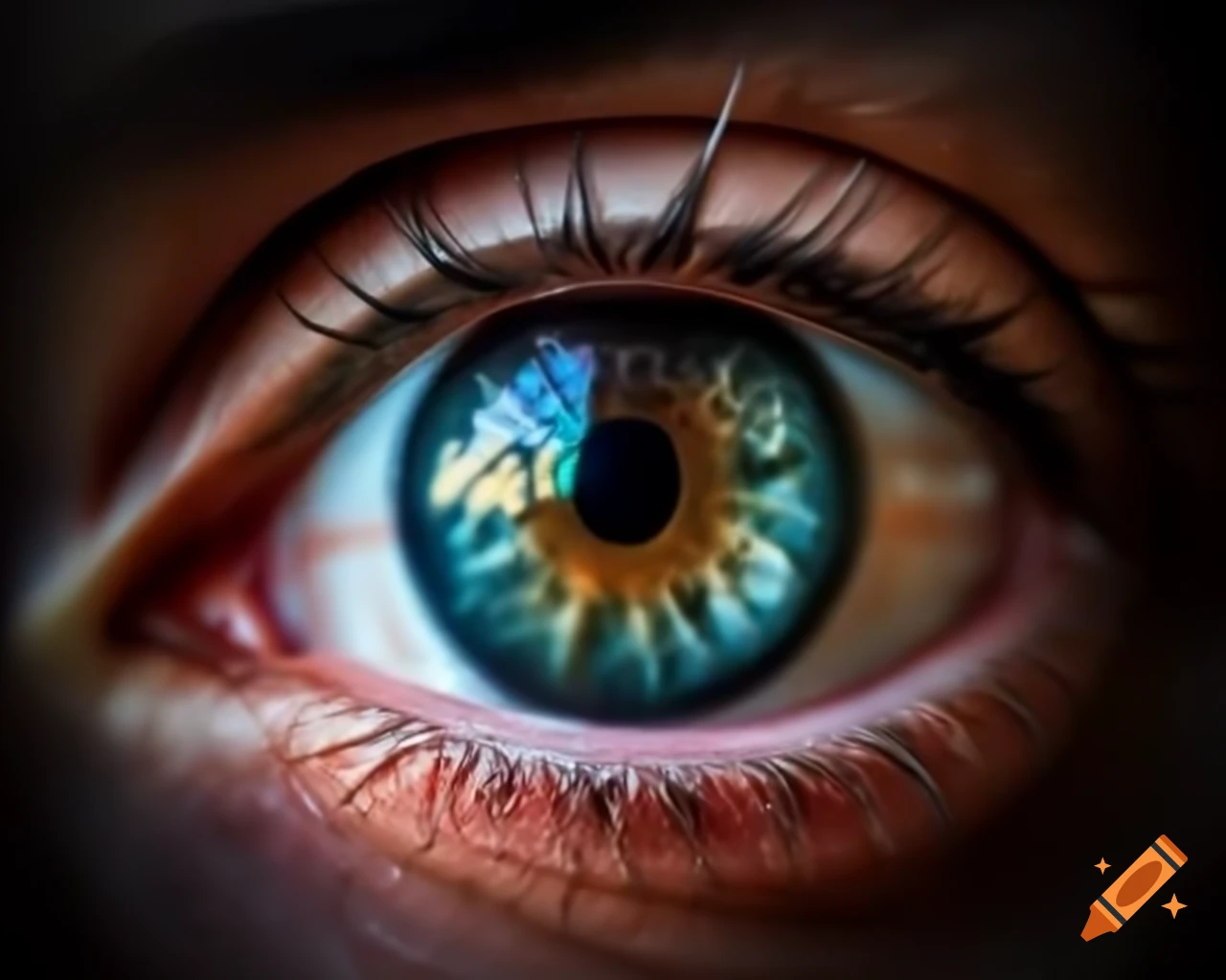 Close-up of a person's dark brown eyes in professional photography with ...