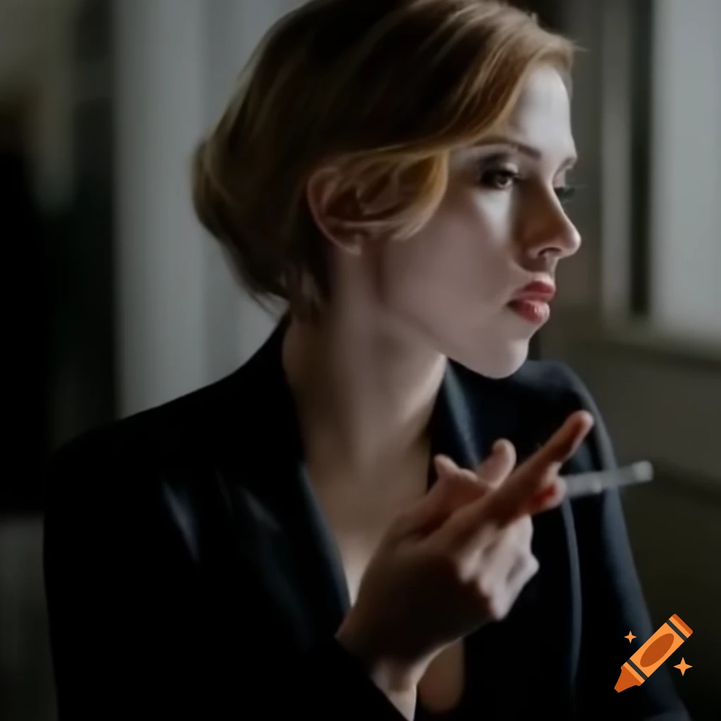 Scarlett Johansson smoking a cigarette on Craiyon