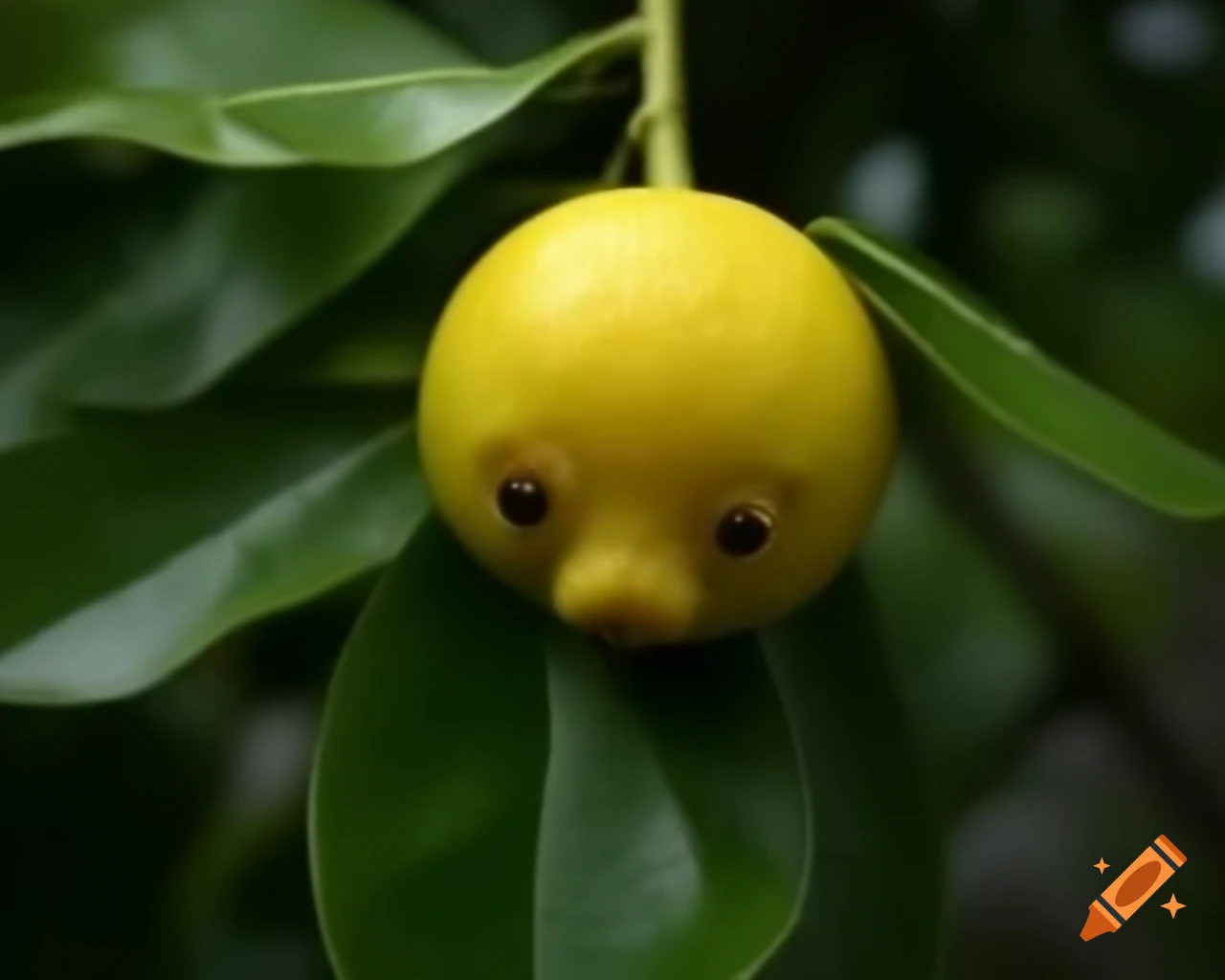 Unusual mutant fruit tree monster depicting lemon variety on Craiyon