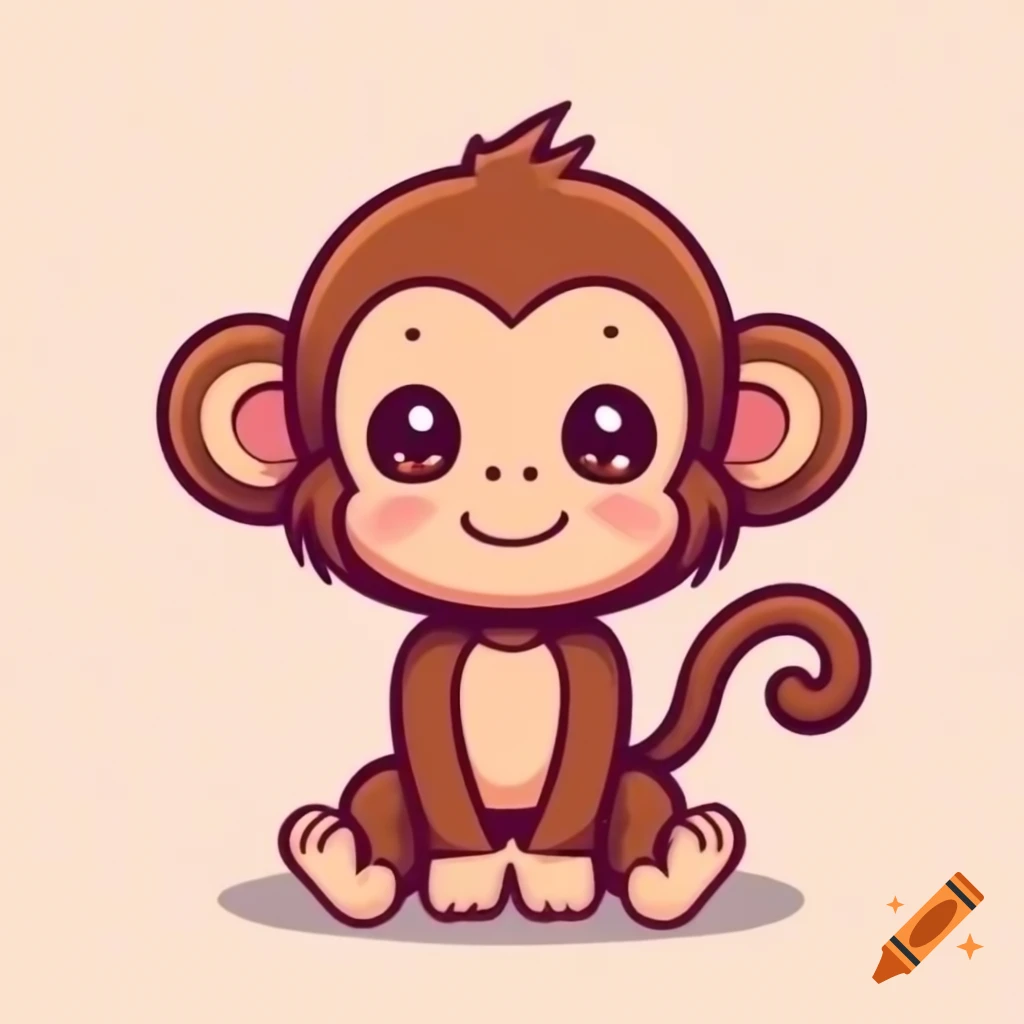 Chubby baby monkey anime cartoon in whimsical costume on Craiyon