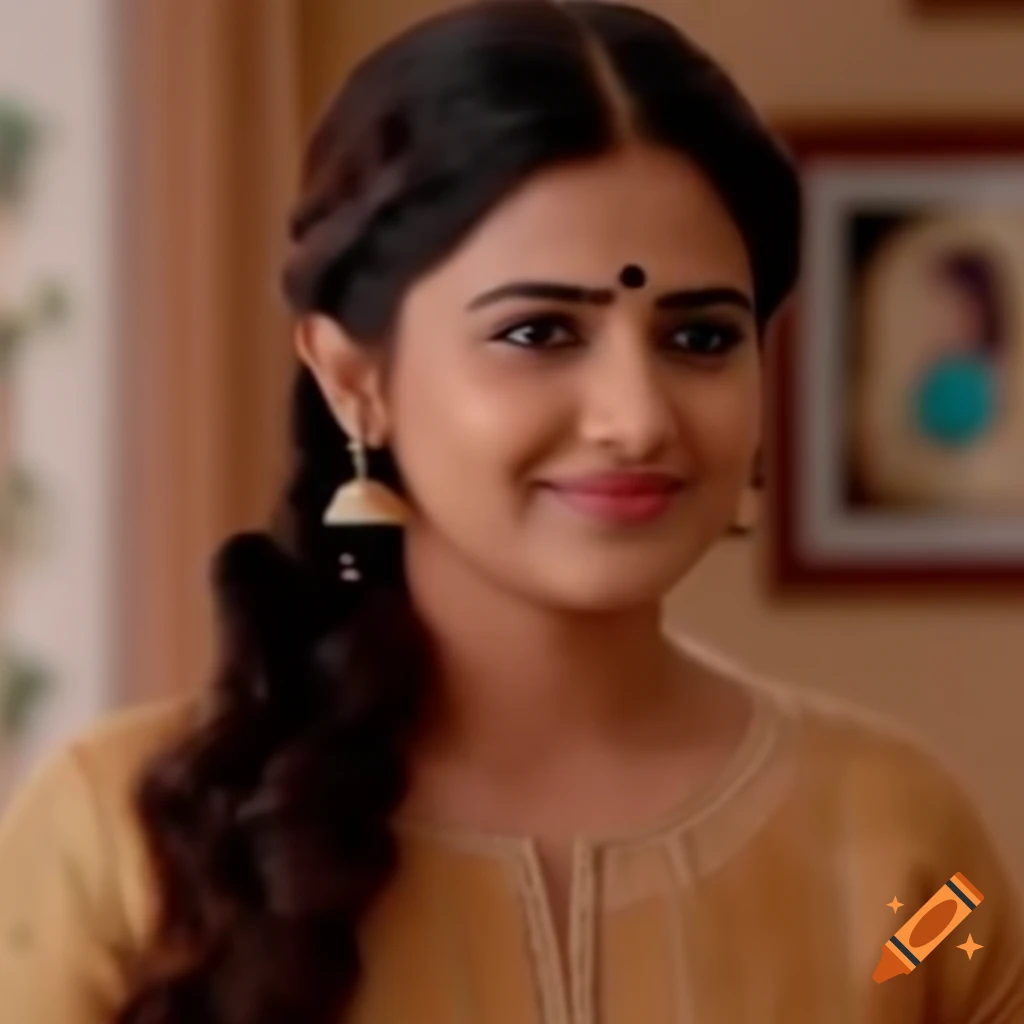 Woman in brown kurta with bindi, showcasing a confident smile and long ...