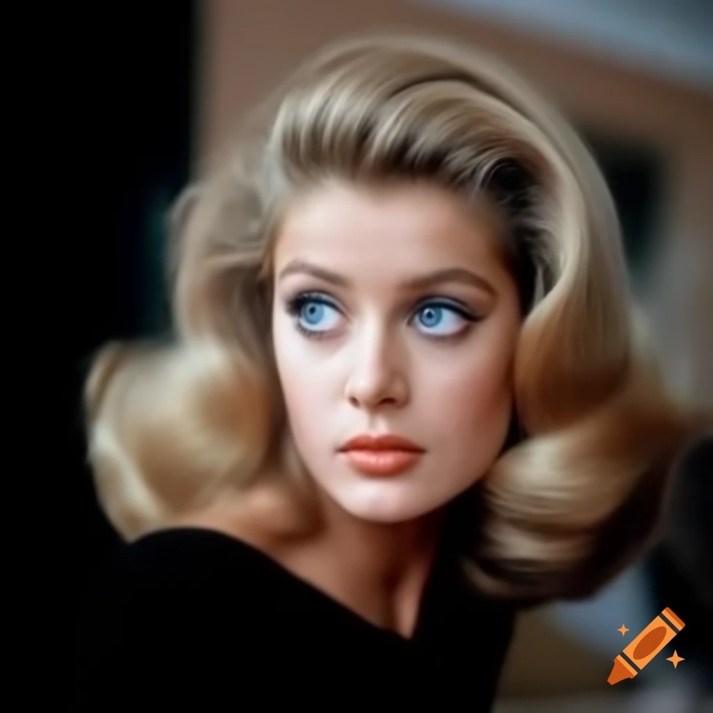 Hyper-realistic portrait of european actress from 1963 with blue eyes ...