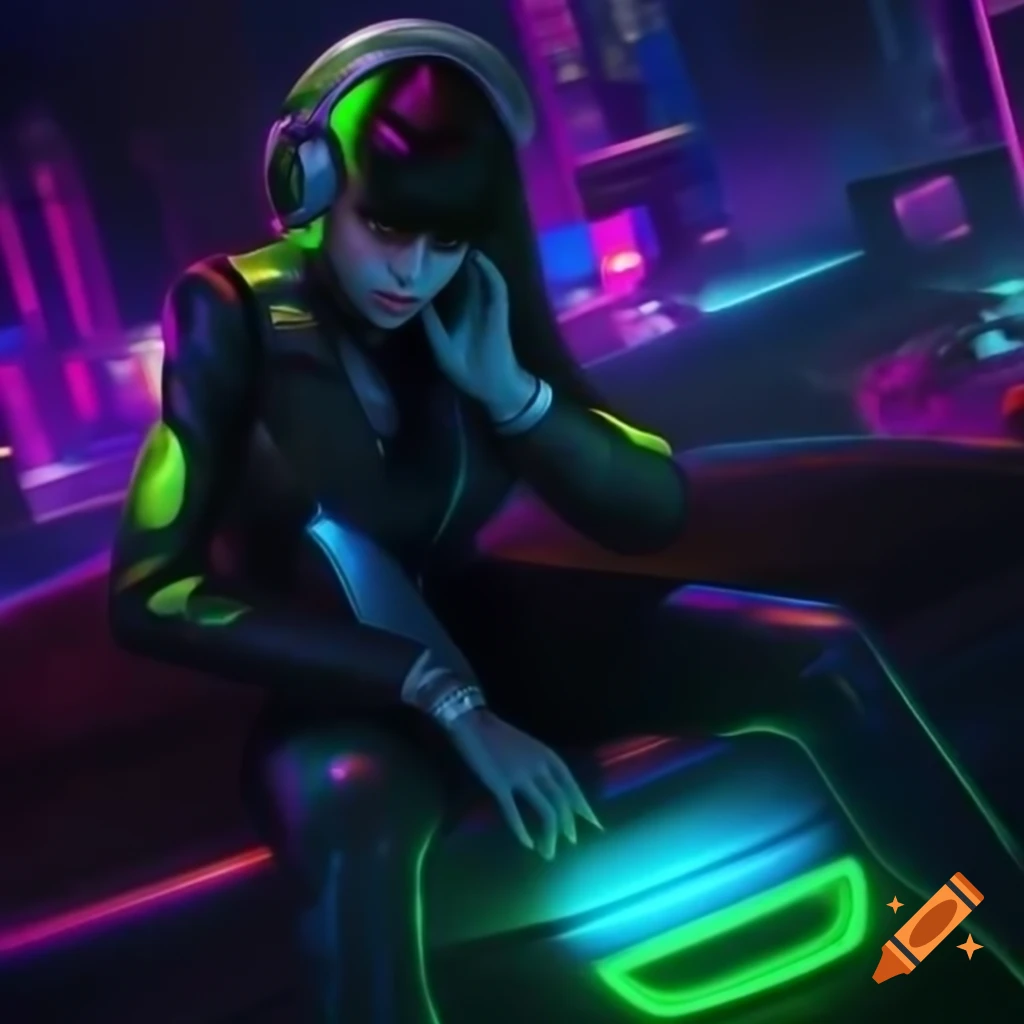 Rebel character in synthetic leather jacket with luminous effect in ...