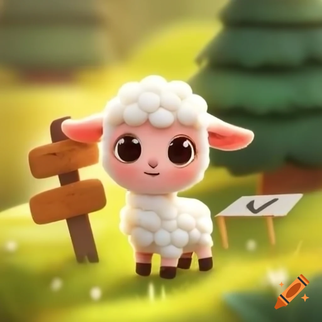 Cute lamb with big eyes holding thank you sign on Craiyon