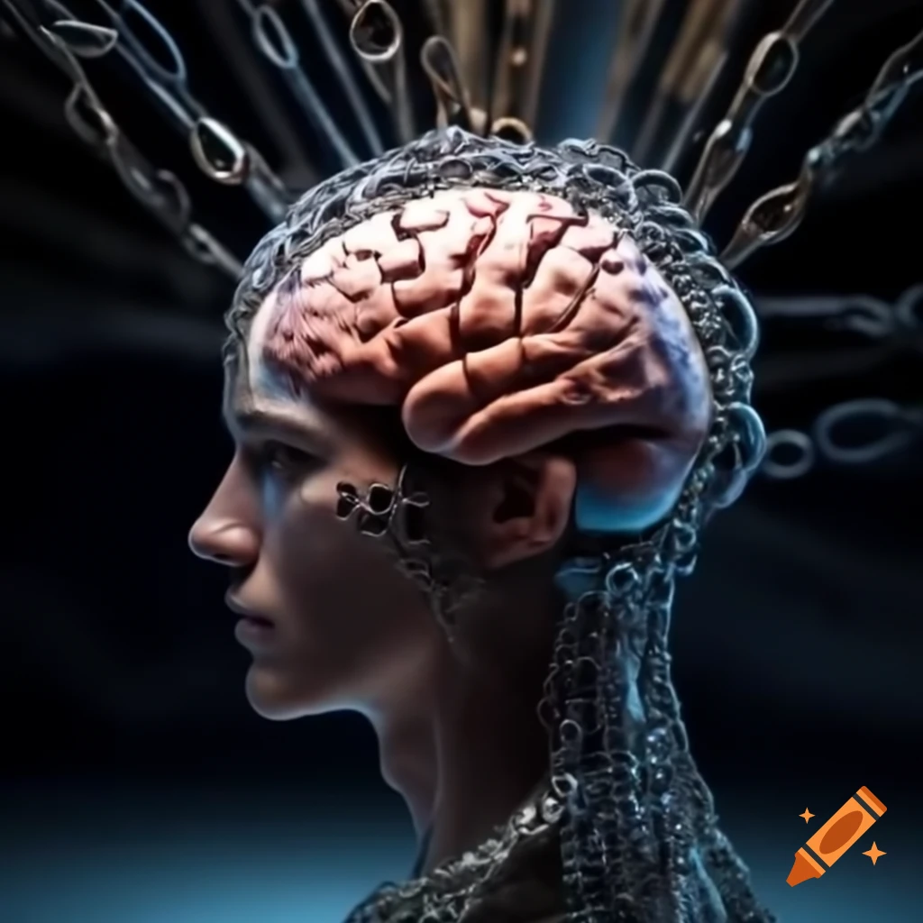 Hyper-realistic brain breaking free from chains on Craiyon