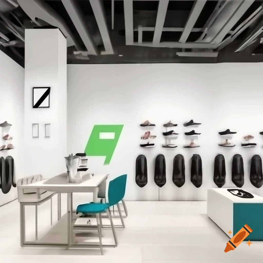 Modern minimalist shoe retail store design with white walls and ...
