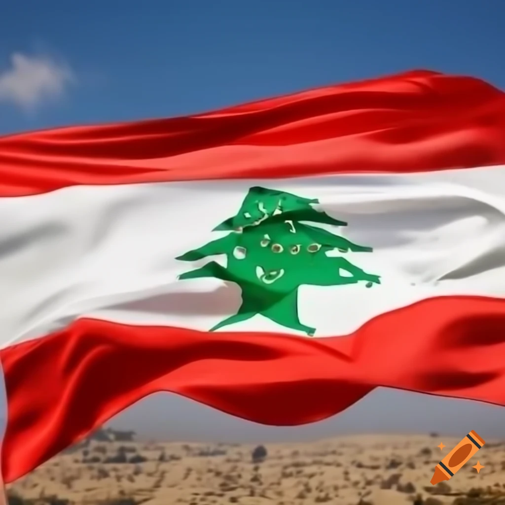 Flag of Lebanon featuring a cedar tree on Craiyon
