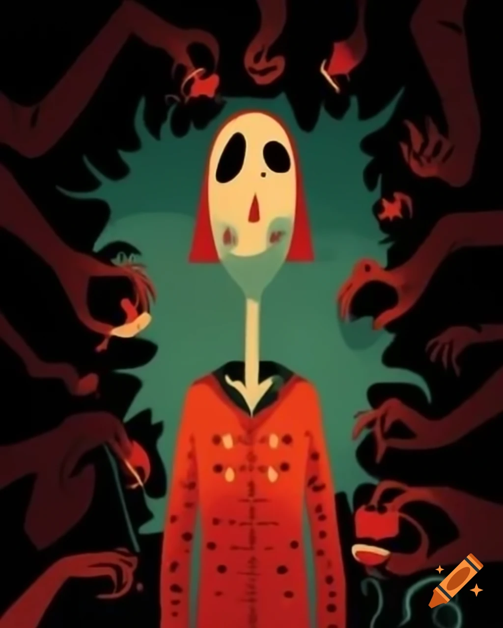 Surreal illustration in tim burton style, featuring creepy elements on ...