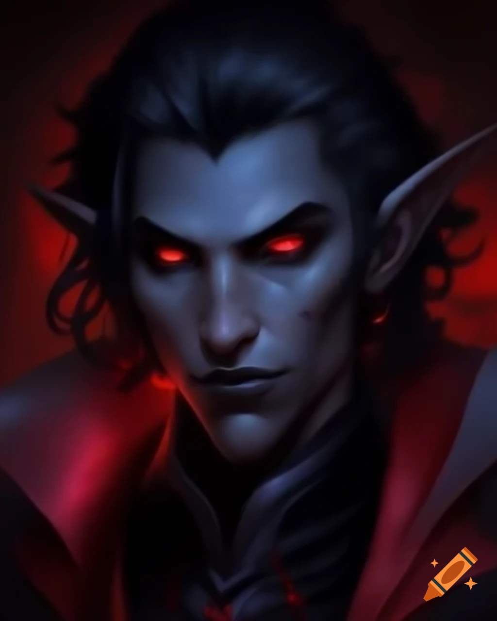 Fantasy portrait of a black male vampire sorcerer with magical features ...