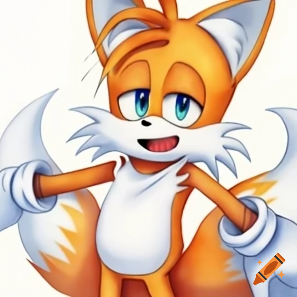 Cartoon fox character resembling tails from sonic, arms crossed wearing ...