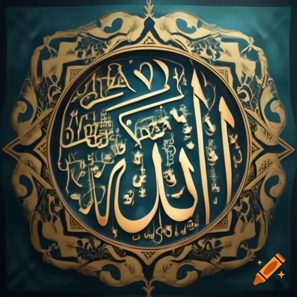Intricate arabic calligraphy of the name 'allah' in elegant design with ...