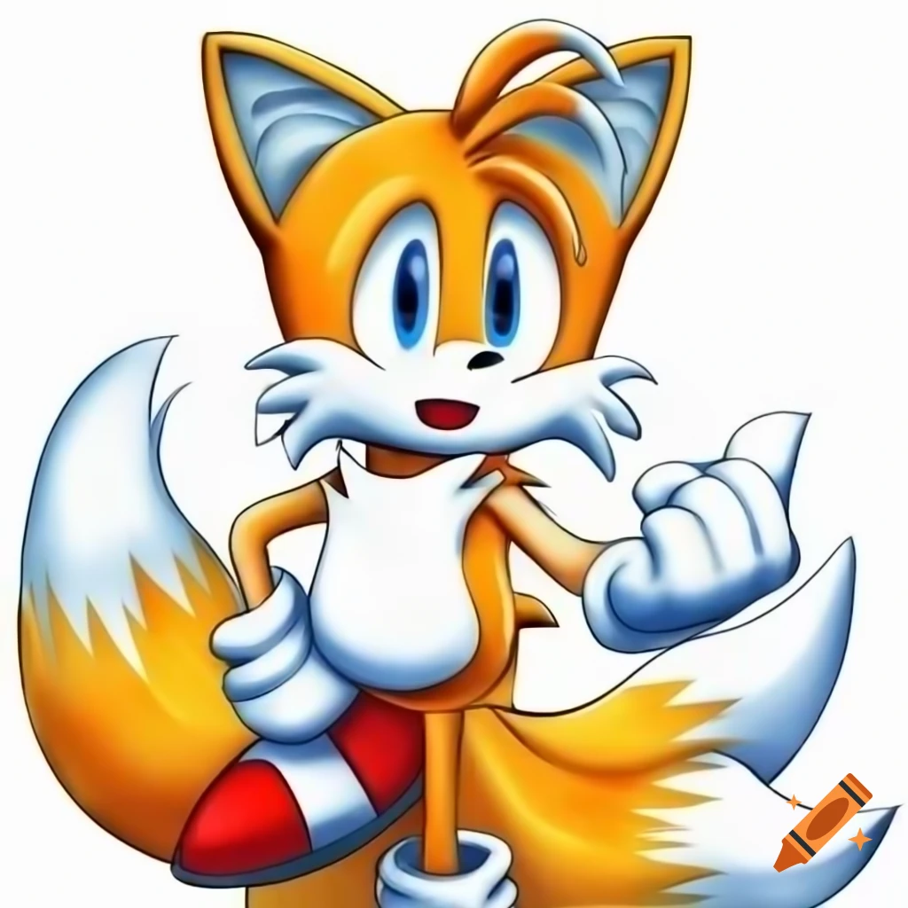 Cartoon character resembling a taller version of Tails the Fox, with ...