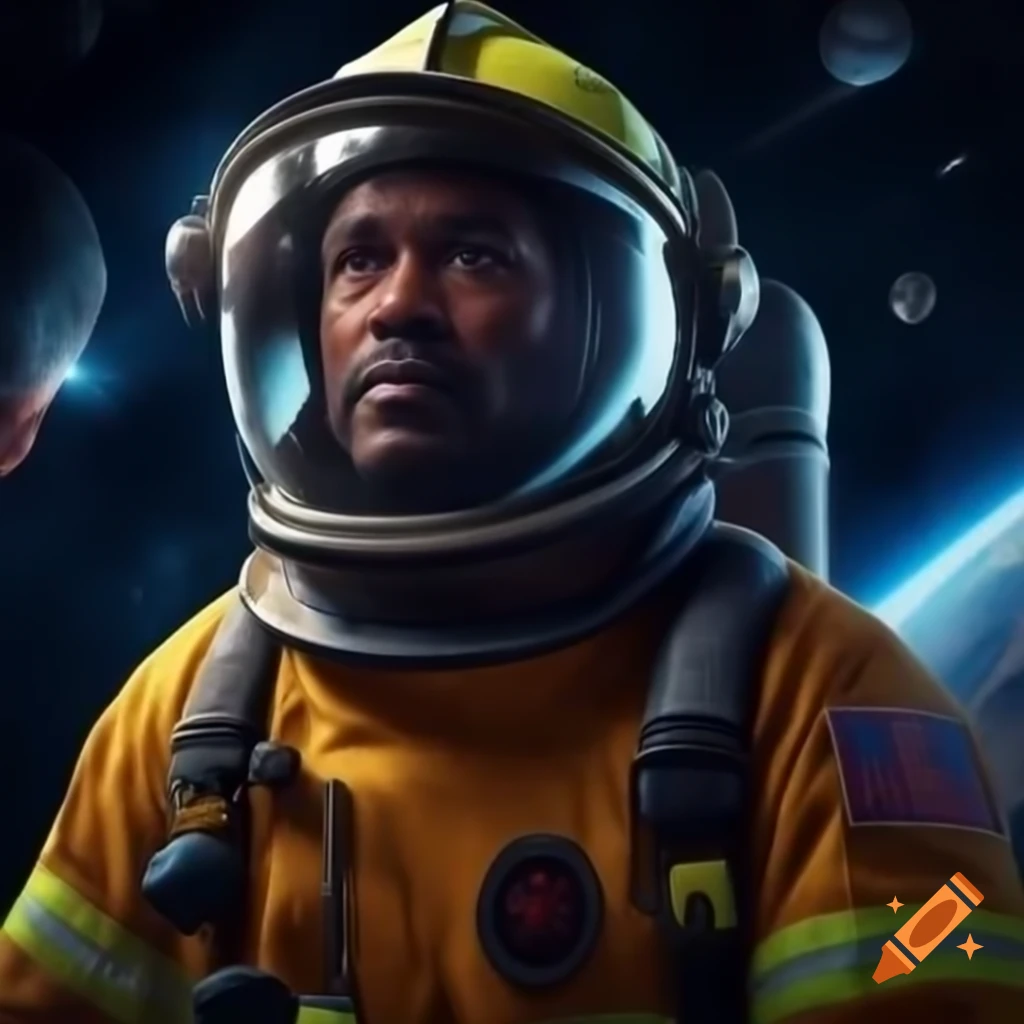 Fireman in outer space environment on Craiyon