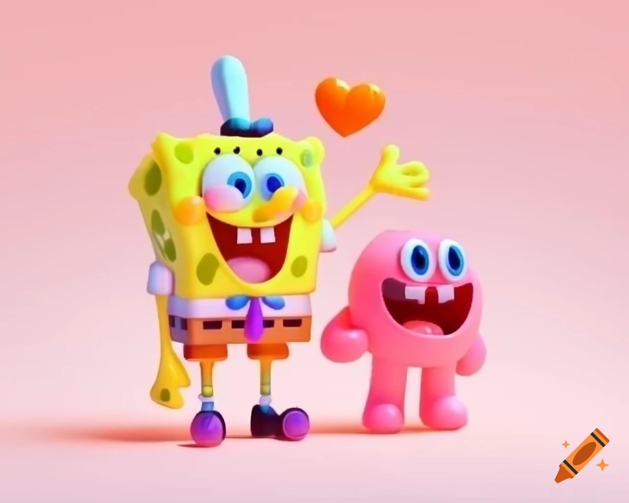 Kawaii 3D illustration with pastel colors featuring Spongebob and ...