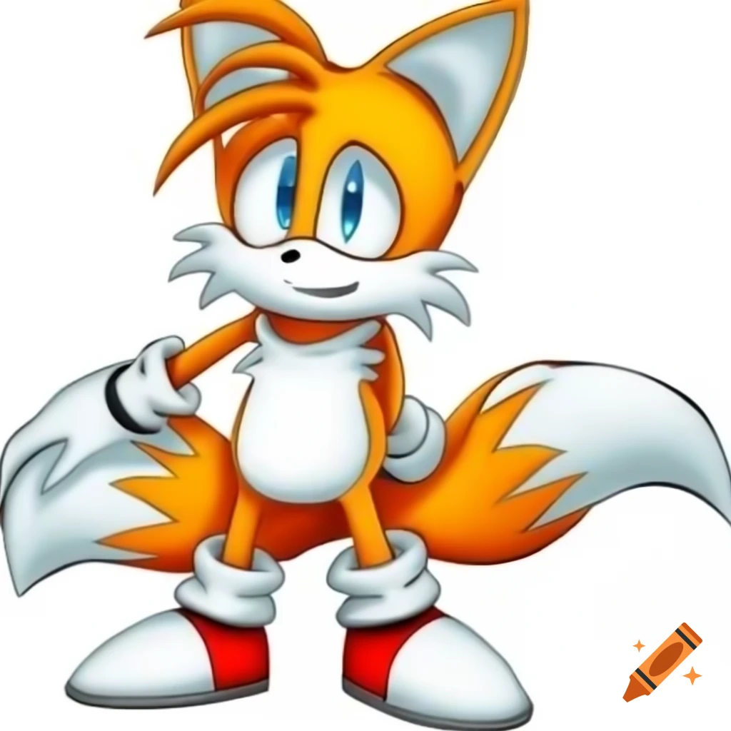 Cartoon fox character resembling tails from sonic, wearing sleeveless t ...