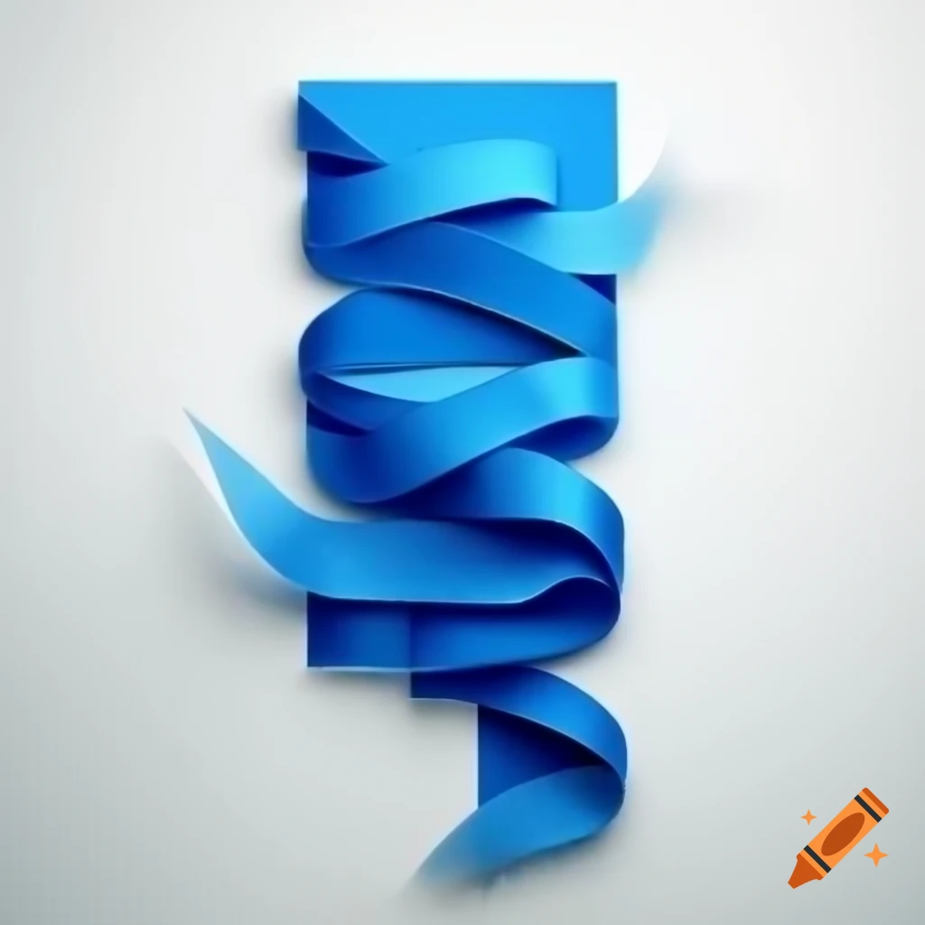 Six blue ribbons flowing horizontally on white background on Craiyon