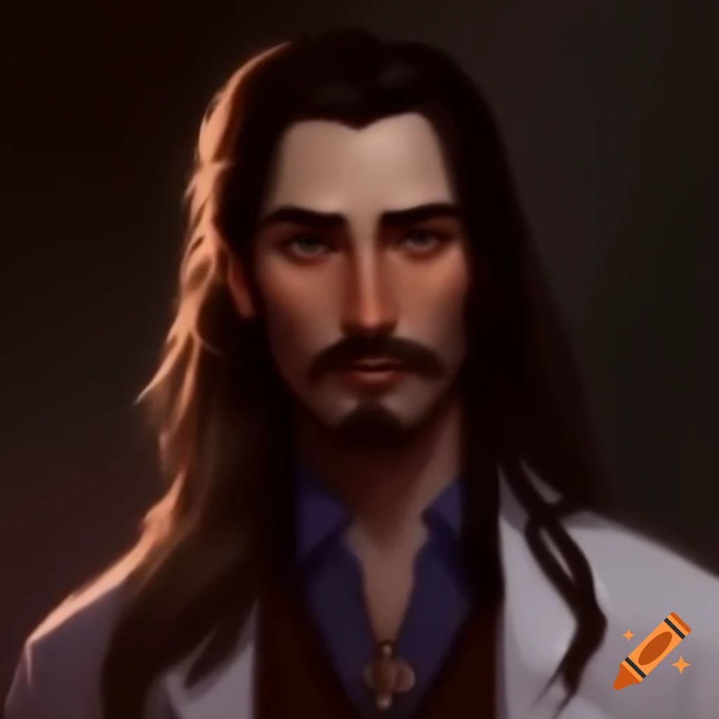 Male mad scientist with long hair in an artistic depiction on Craiyon