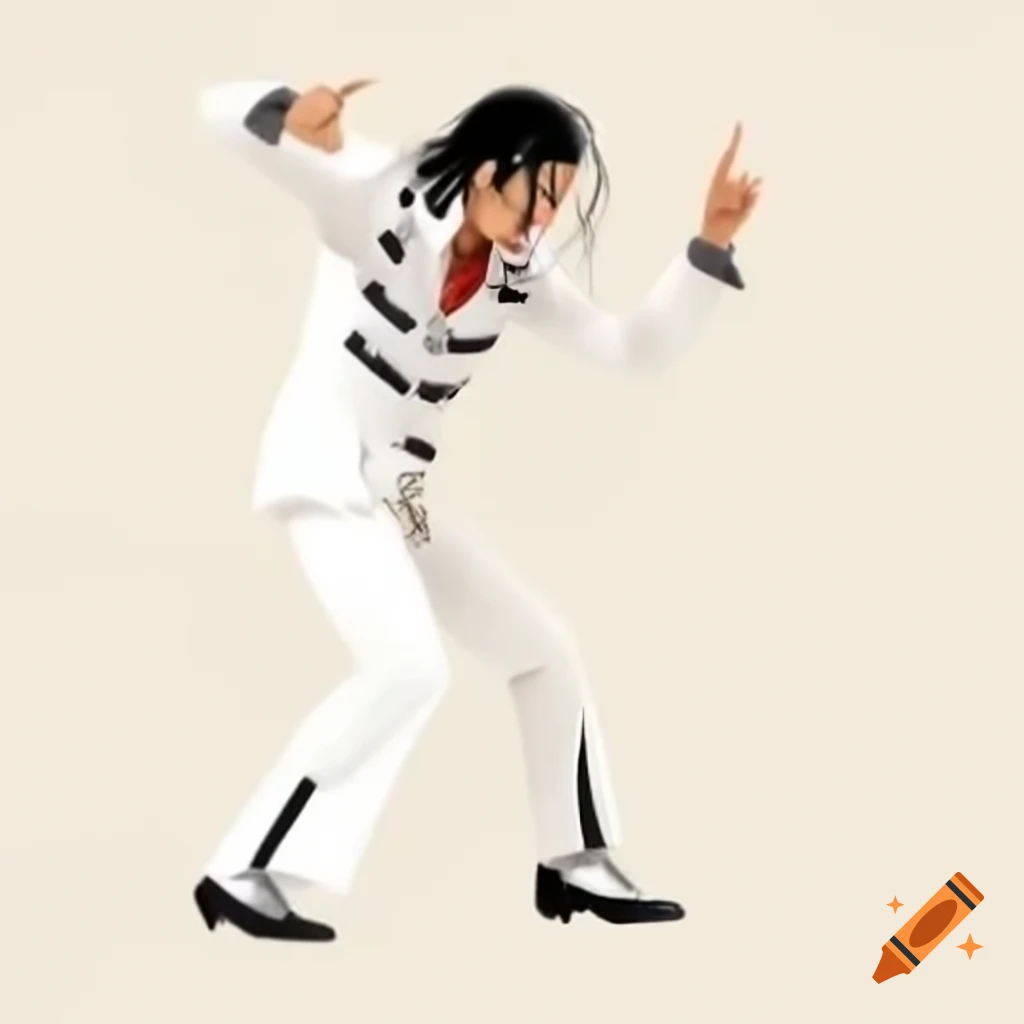Flat illustration of Michael Jackson in white suit dancing and pointing ...