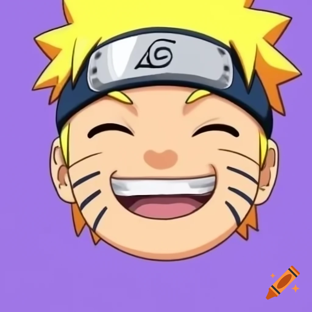 Naruto Uzumaki smiling in cartoonish style with purple background on ...