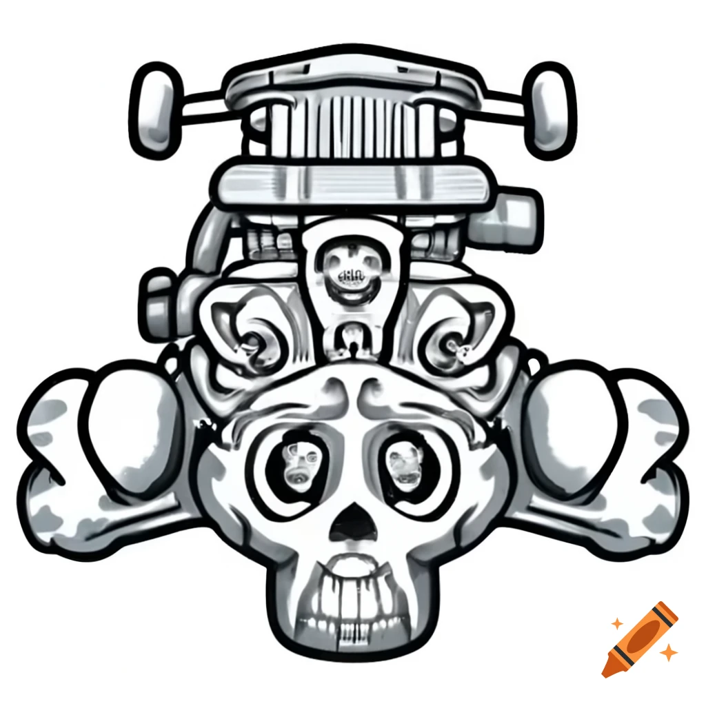 Diesel engine featuring bones and muscles design on Craiyon