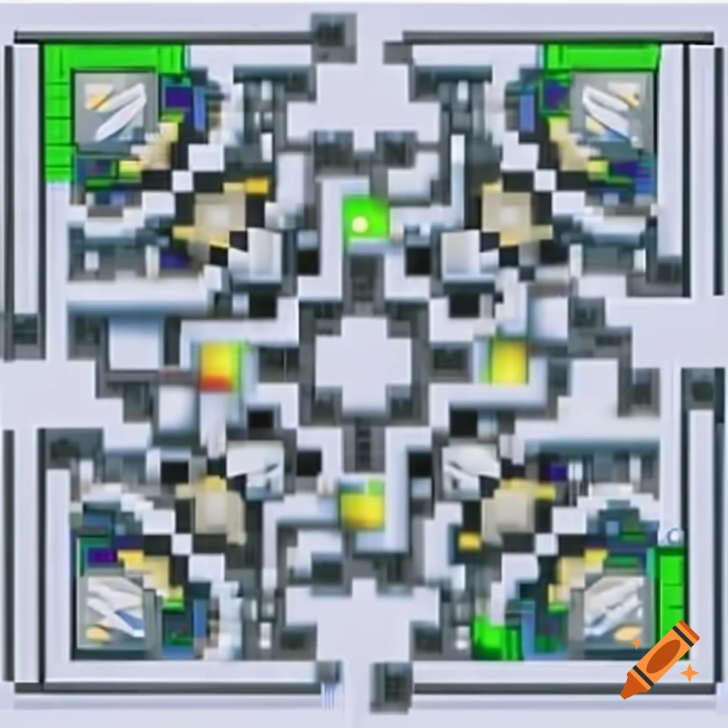 Detailed grid map of a dream wizardry dungeon in 90s pixel art style on ...