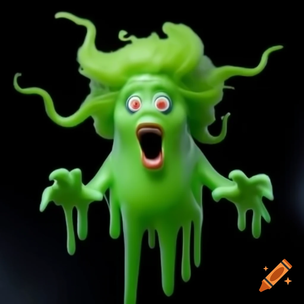 Cartoon figure resembling Kamala Harris as Slimer from Ghostbusters ...