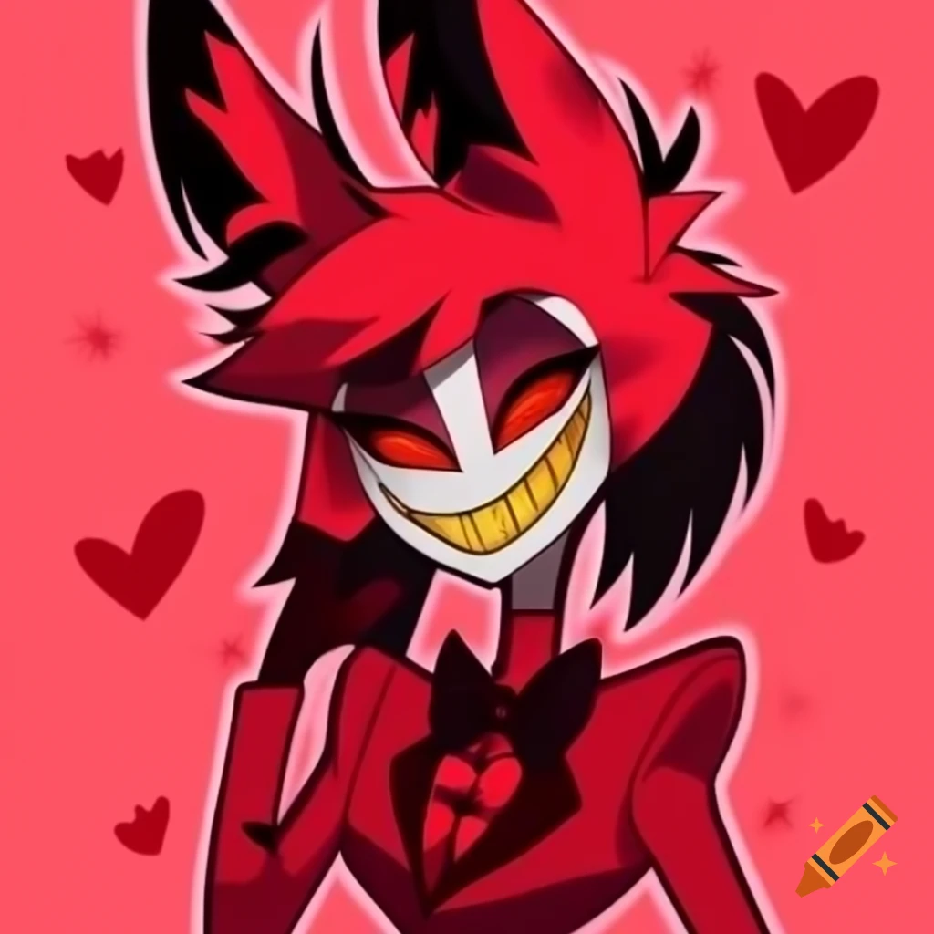 Feminine and cute version of Alastor from Hazbin Hotel in cartoon art ...