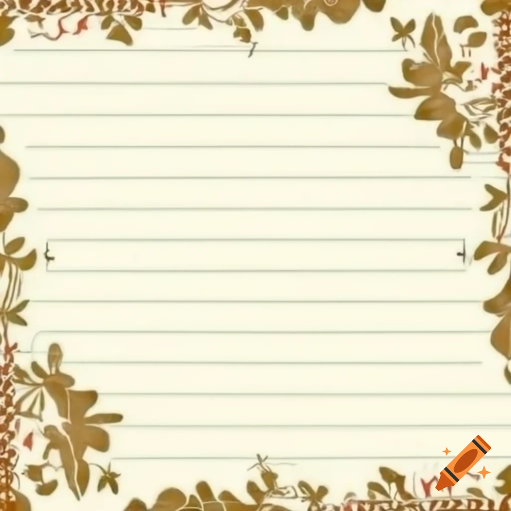 Crisp ruled paper with delicately patterned borders on Craiyon