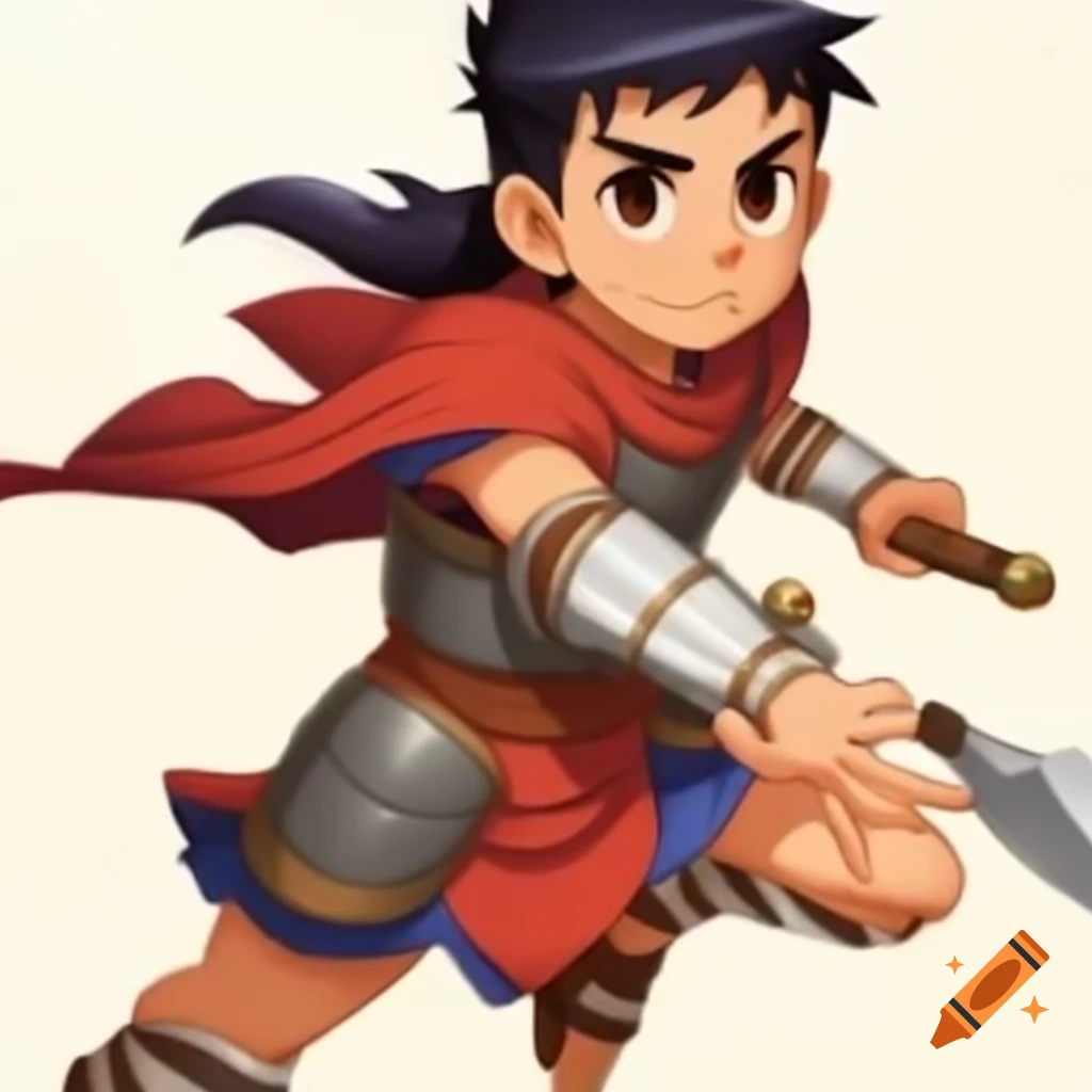 Memorable shonen jump gladiator protagonist character design on Craiyon