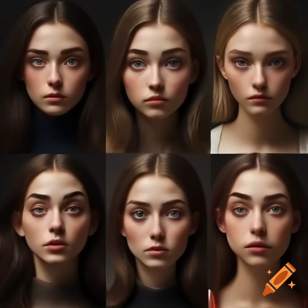 Multiple stunning women with various facial expressions in ultra ...