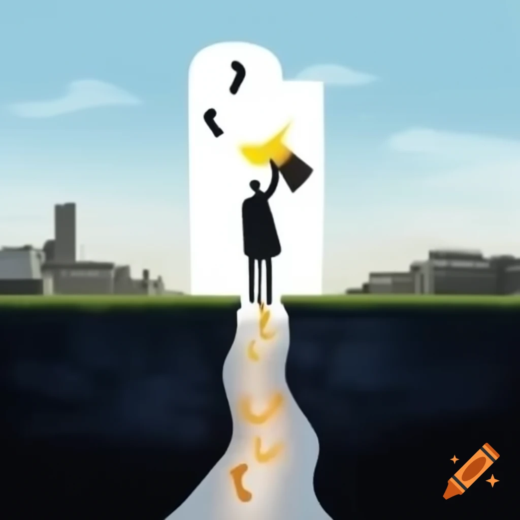 Human figure split into two halves with open hand reaching for sky ...