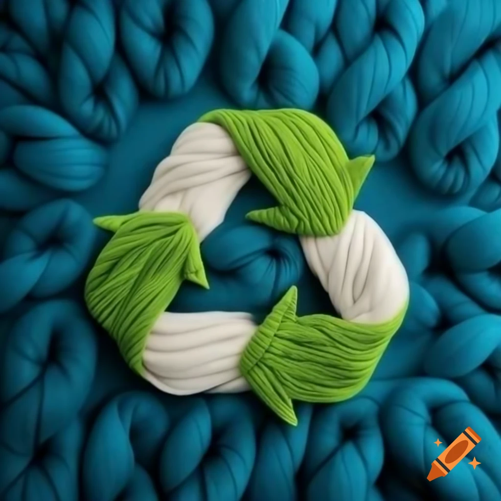 Circular infinity symbol made of intertwined yarn threads with earth ...