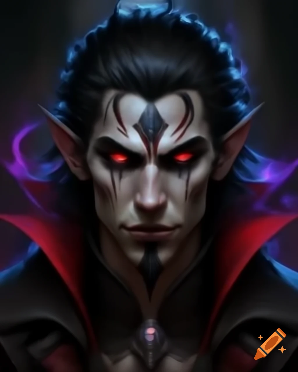 Fantasy portrait of a black male vampire sorcerer with magical features ...
