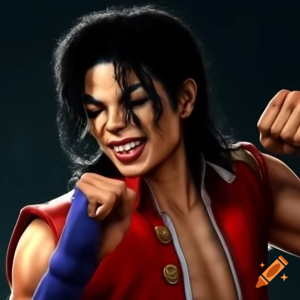 Michael Jackson inspired character in Street Fighter style on Craiyon