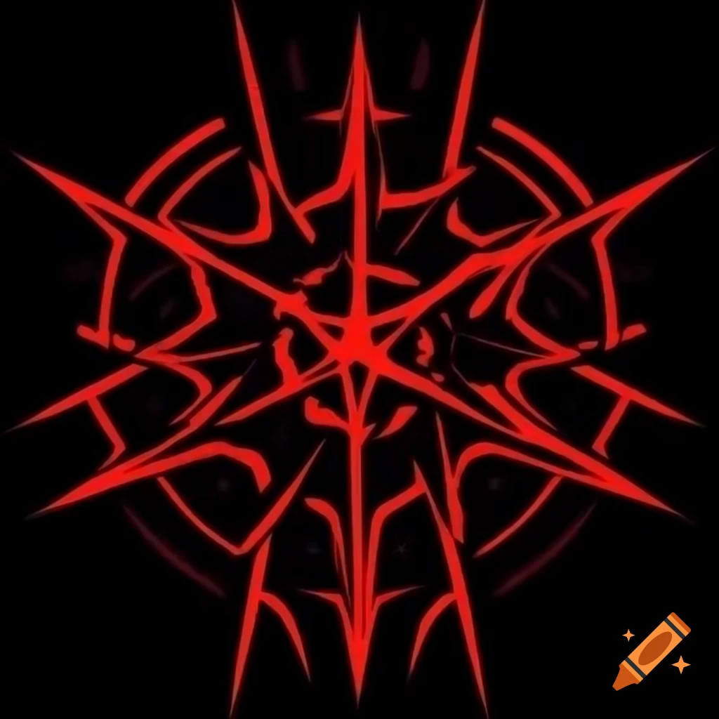 Intricate black, white, and red gothic line art design with tribal ...