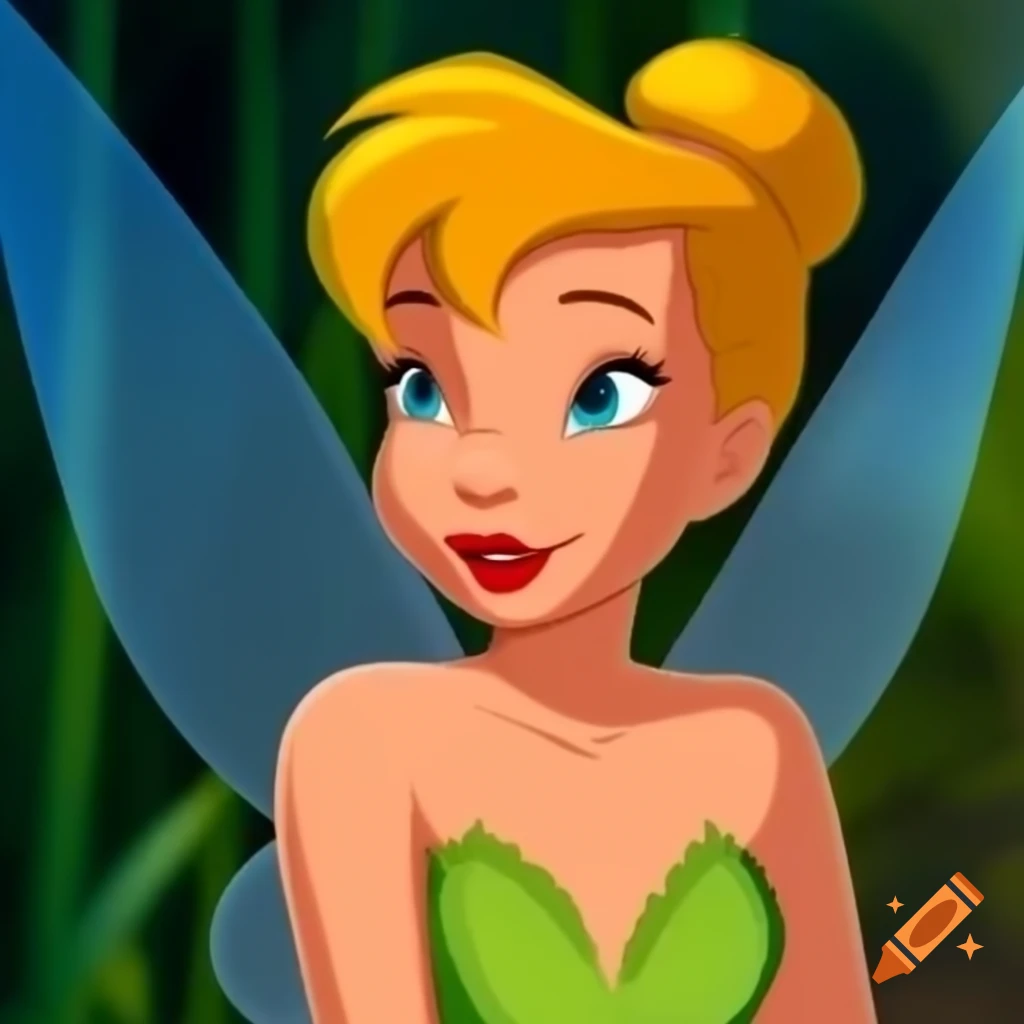 Realistic depiction of tinker bell in a glamorous style with a sweet ...
