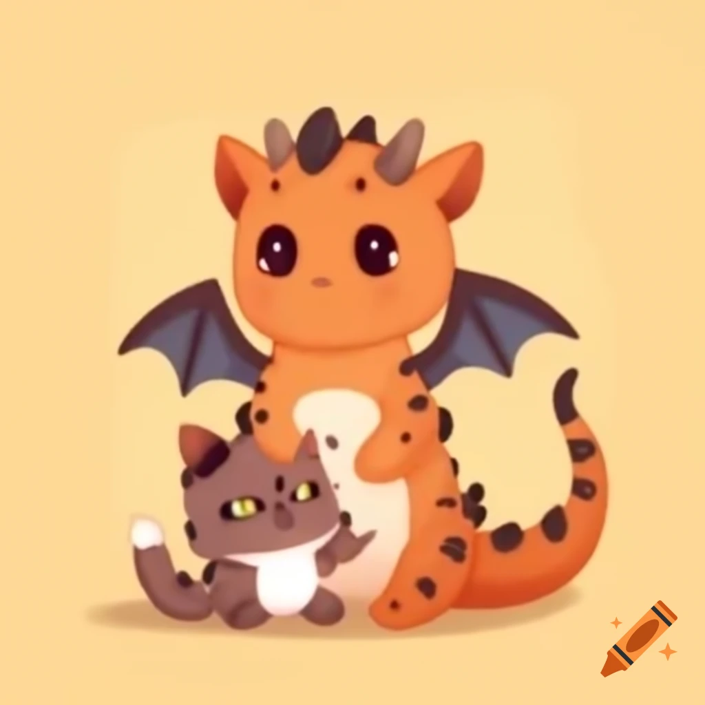 Cute cat-dragon hybrid drawing, known as Dragon Gati on Craiyon