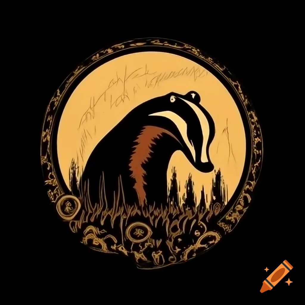 Intricate tribal patterns of Eurasian badger silhouette against full ...