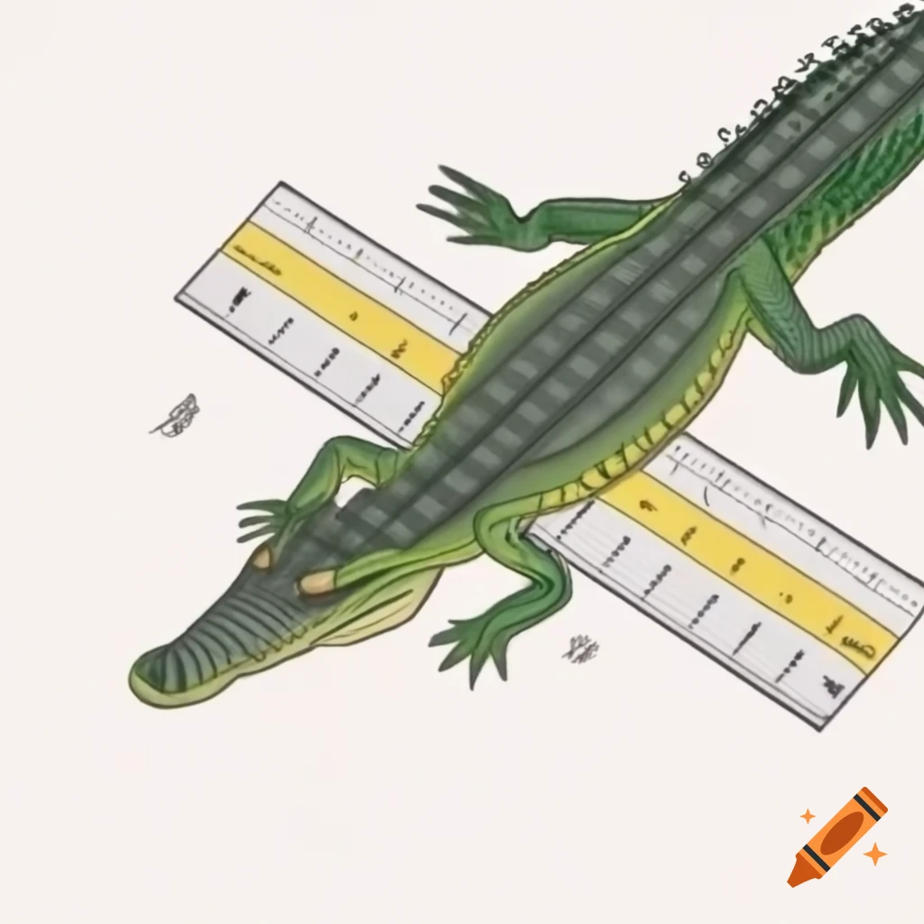 Tiny alligator next to ruler for size comparison on Craiyon