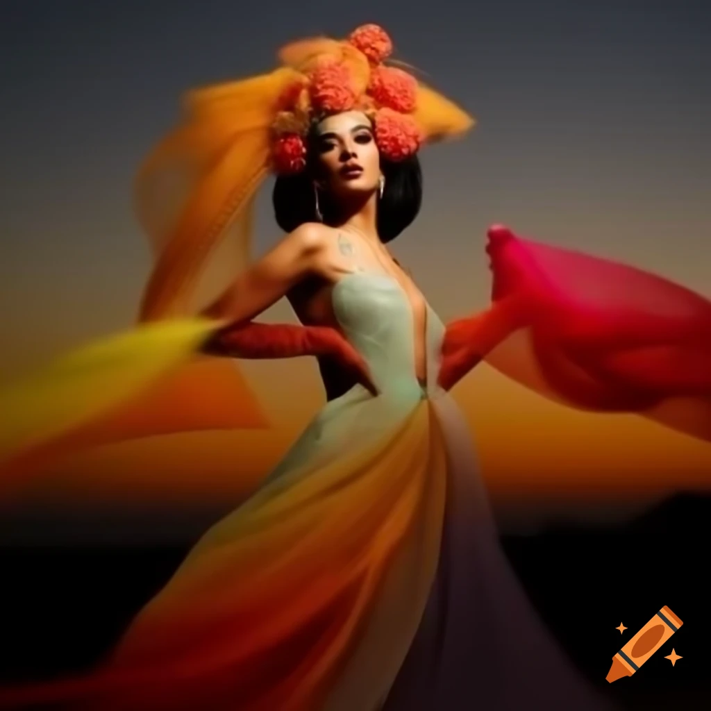 Ethereal gown with sunset gradient worn by Maya Mirage, RuPaul's Drag ...