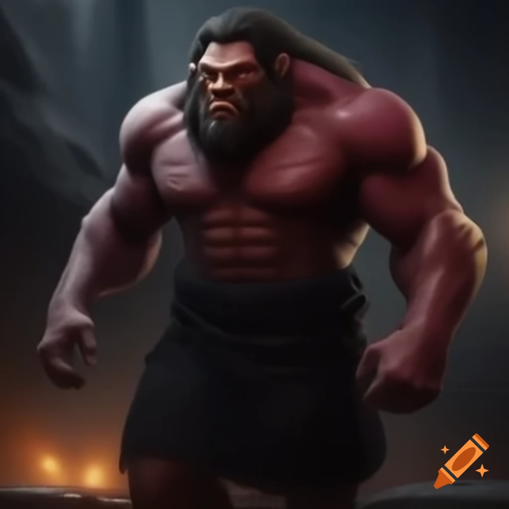 Rugged firbolg giant humanoid in black robes, sci-fi theme on Craiyon