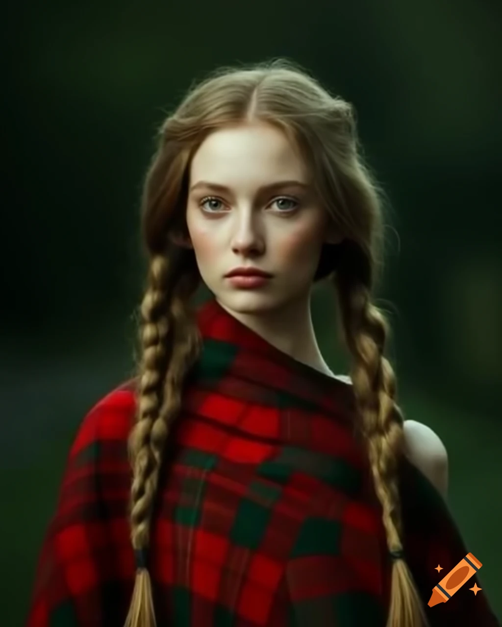 Strikingly beautiful woman in red tartan gown on edinburgh streets on ...