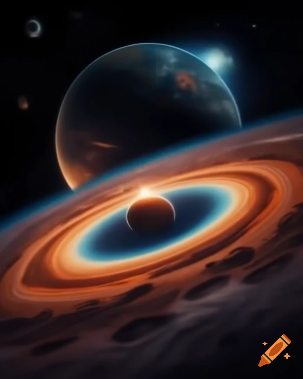 Planet in space on Craiyon