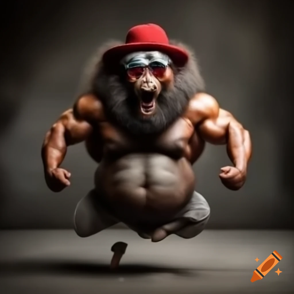 Oversized bodybuilder in ballerina clothes dancing ballet with angry ...