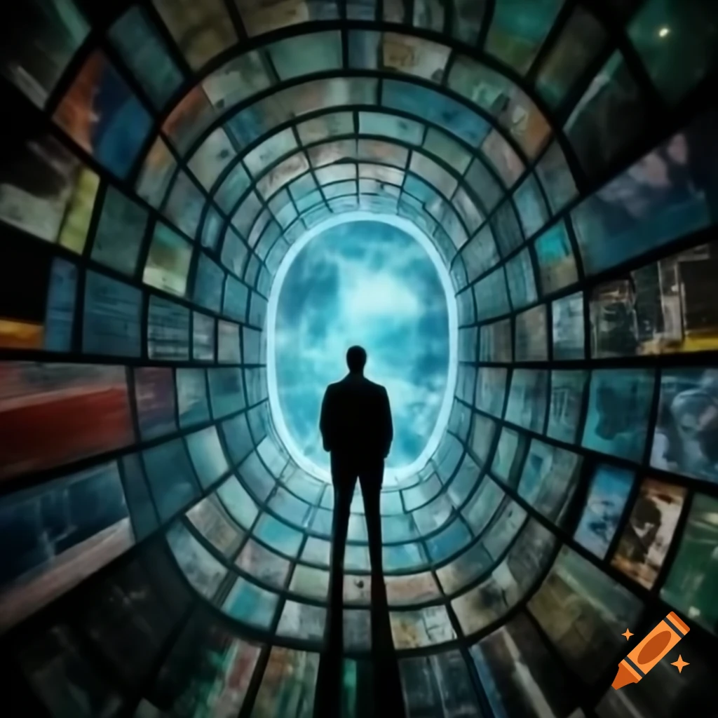 Surprised man experiencing a dimensional shift on Craiyon